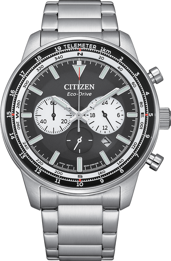 Citizen Chronograph Eco-Drive Panda Dial Mens Watch CA4500-91E